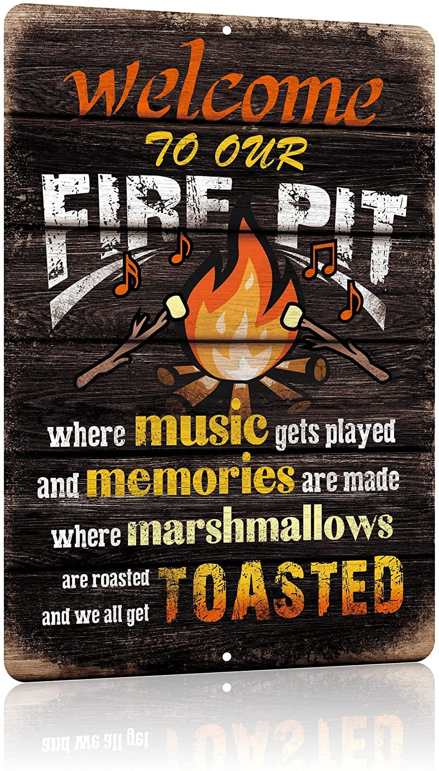 Welcome to Our Fire Pit Funny Camper/Camping 8 x 12 in Metal Tin Sign ...