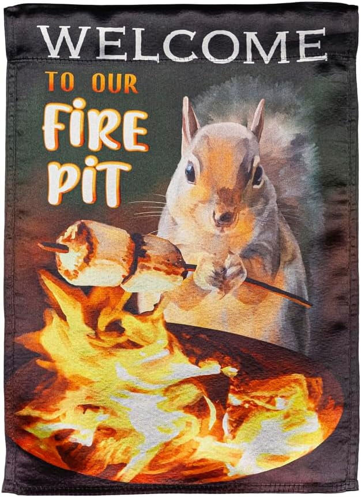 Welcome to our Fire Pit Garden Lustre Flag, Welcome Fall Garden Flags ...