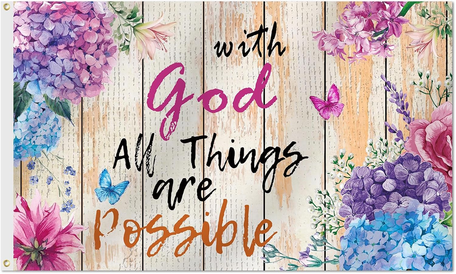Welcome Flag With God All Things Are Possible Banner with Brass ...