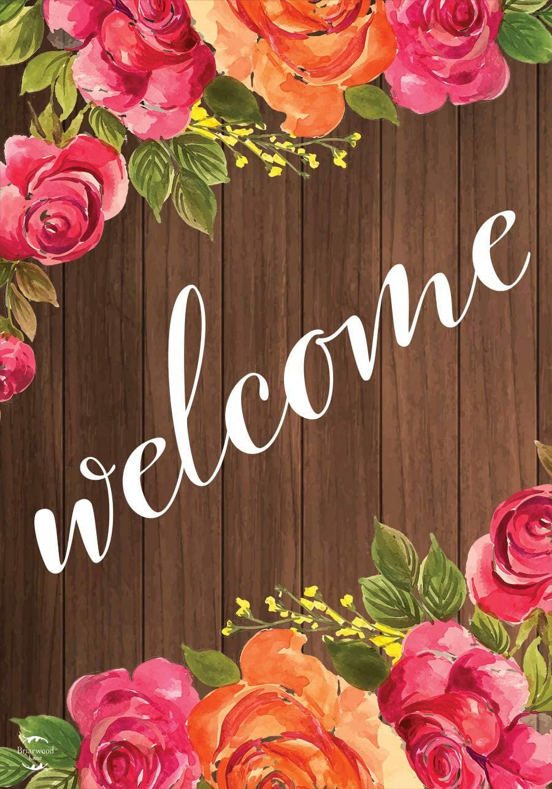 Welcome Floral Farmhouse Spring Garden Flag Roses Rustic - Walmart.com