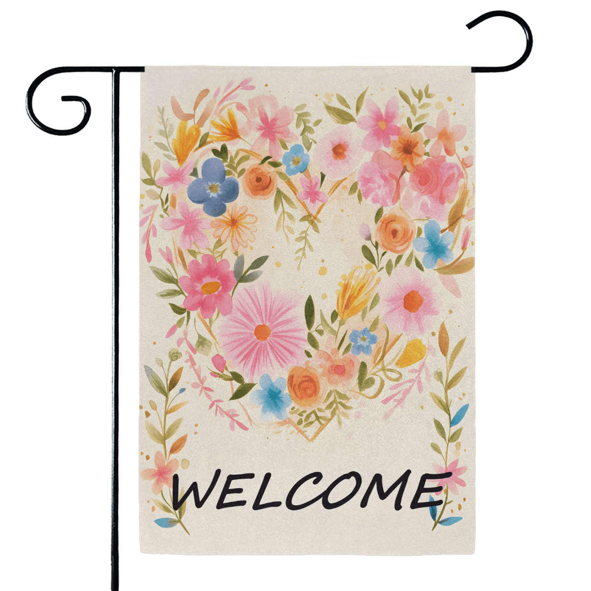 Welcome Flower Cluster Garden Flag, Double-Sided Outdoor Decoration for ...