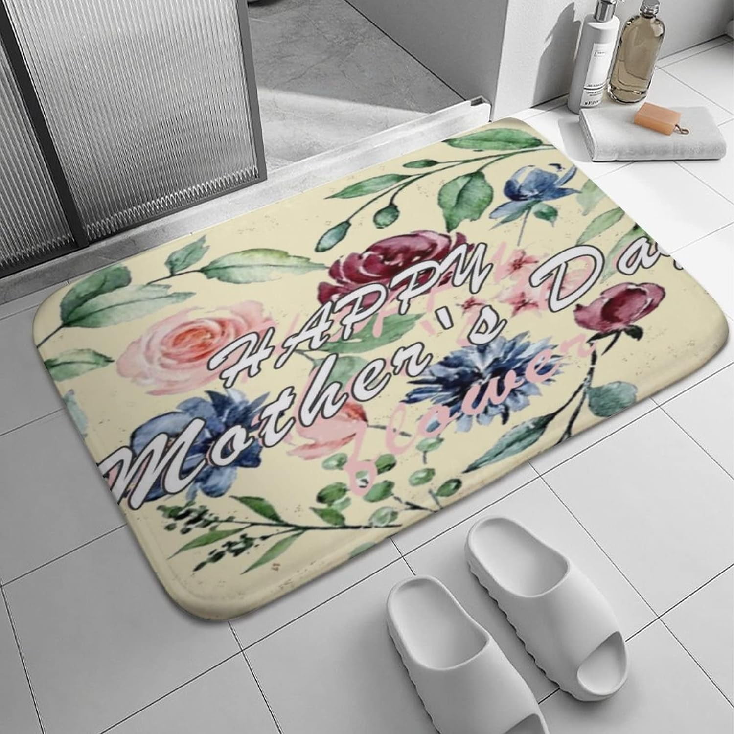 Welcome Flower Mother's Day Flowers Bath Rugs Kitchen Front Door ...