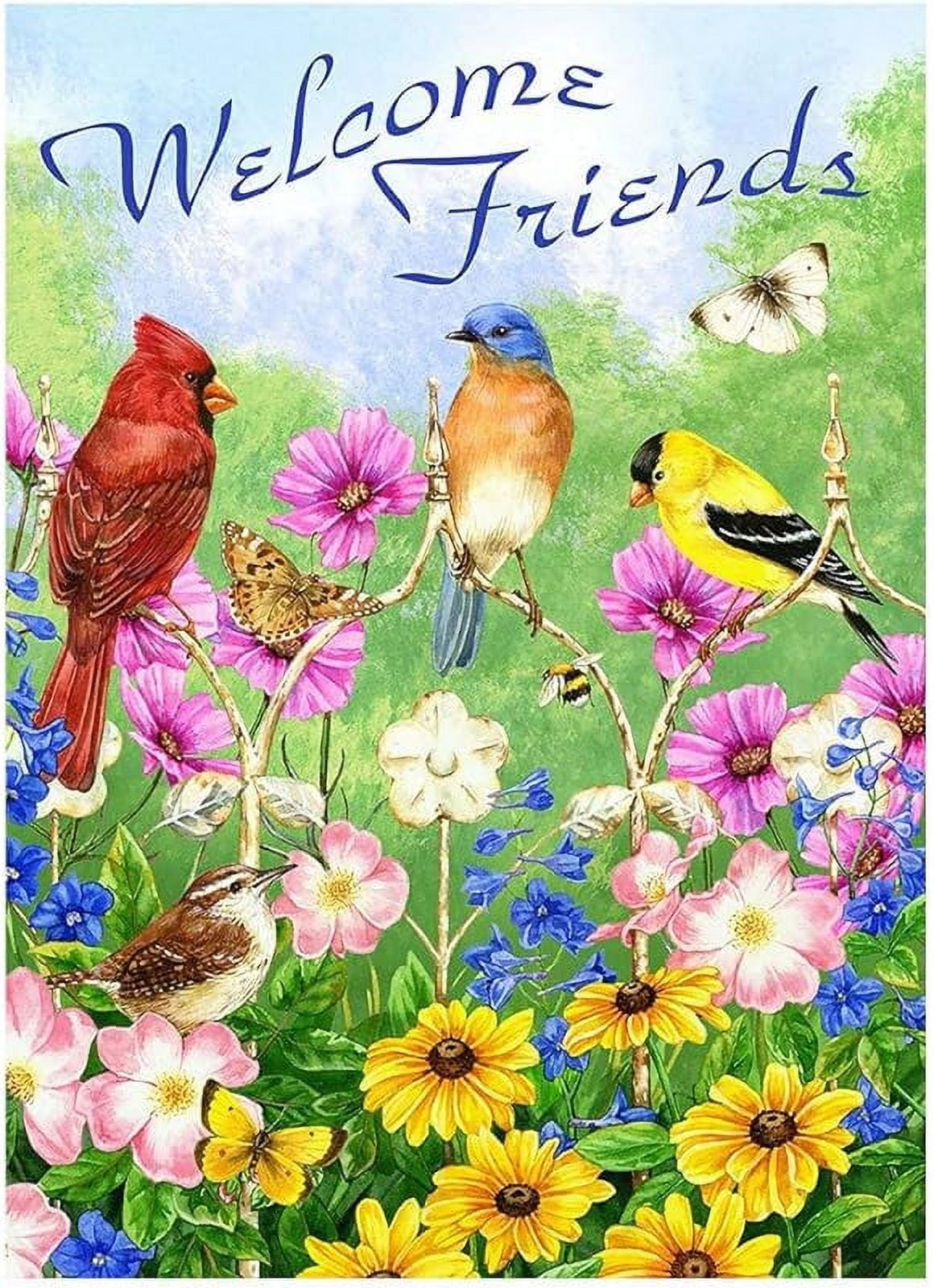 Welcome Flowers Bicycle Butterfly Daisy Summer Spring Double Sided ...