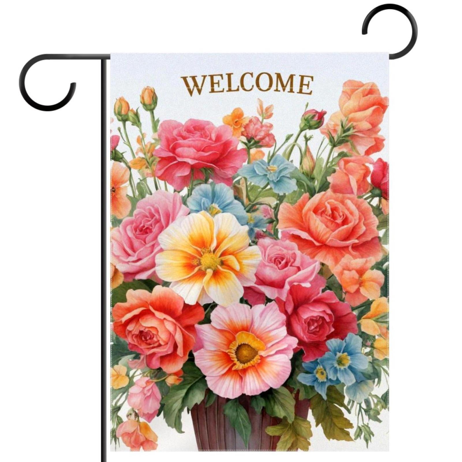 Welcome Flowers Bouquet Garden Flag 12x18 Inch Double Sided Outdoor ...