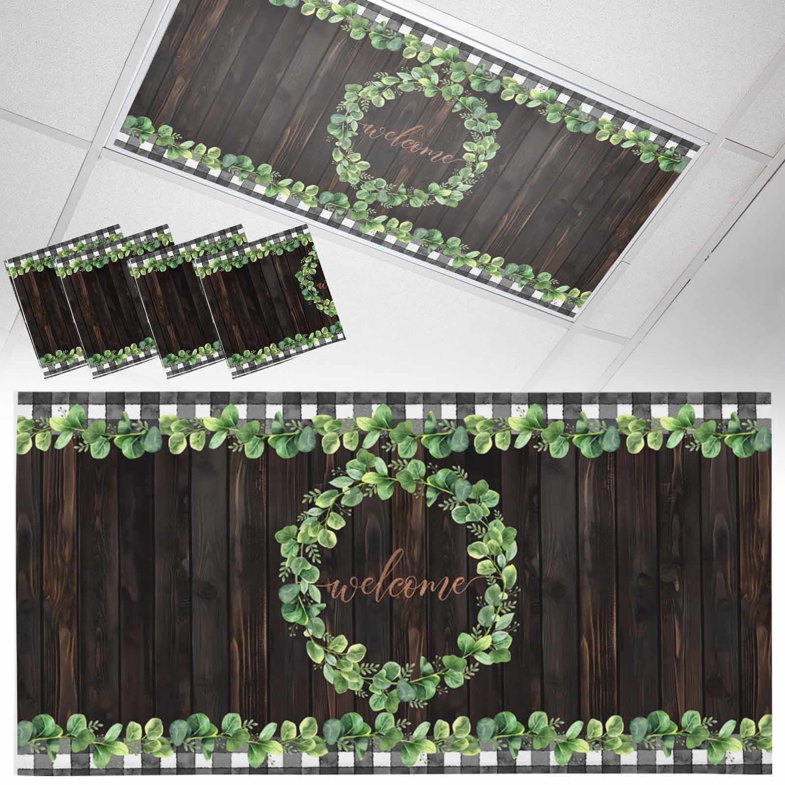Welcome Fluorescent Light Covers Spring Eucalyptus Leaf Plaid ...