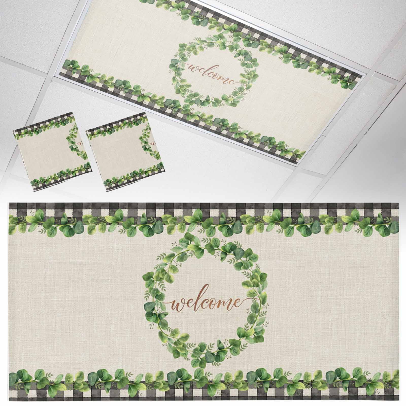 Welcome Fluorescent Light Covers Spring Eucalyptus Leaf Plaid ...