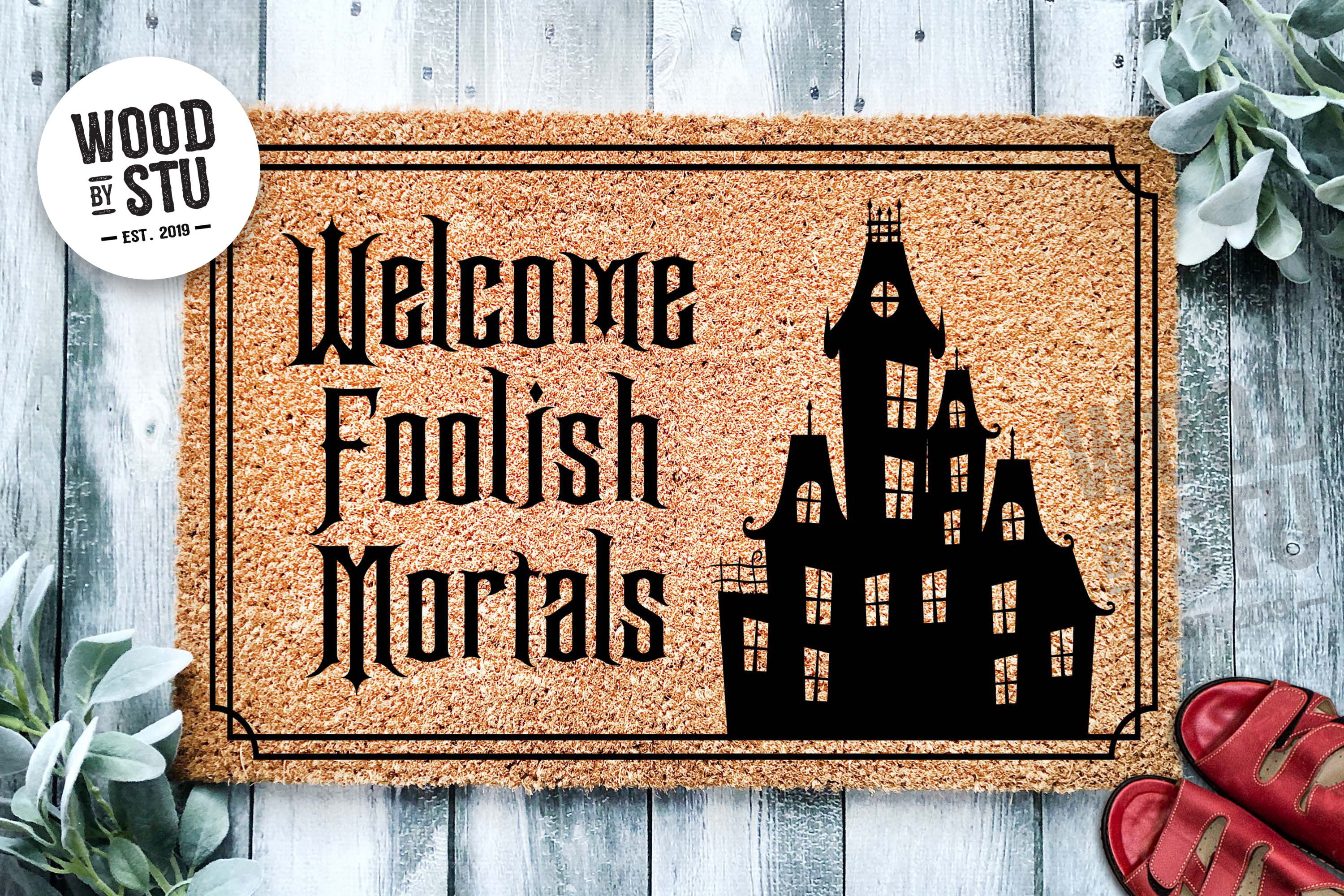 Welcome Foolish Mortals Haunted House Door Mat | Welcome Mat ...