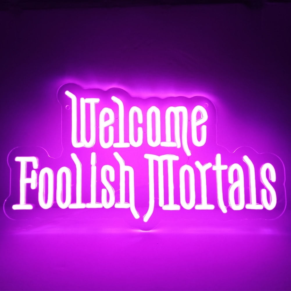 Welcome Foolish Mortals Neon Sign,Dimmable Halloween Party Haunted ...