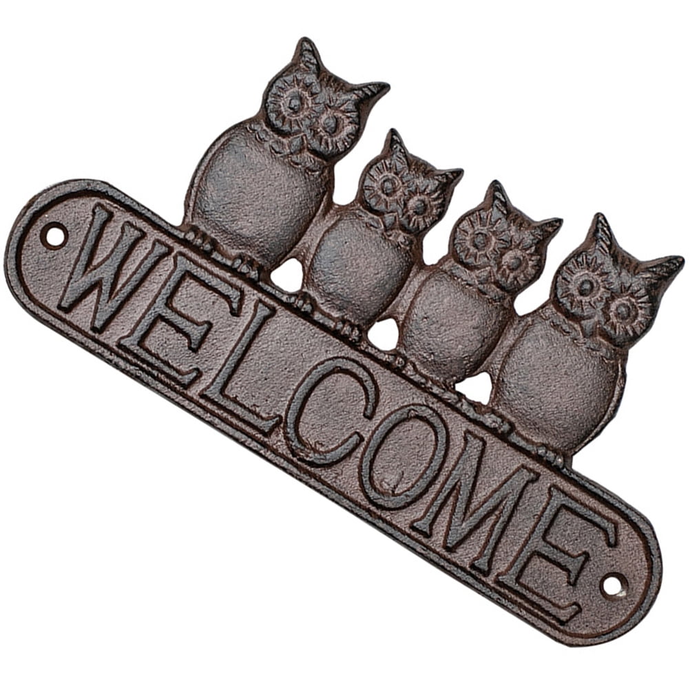 Welcome Front Door Sign Front Porch Hanging Decor Cast Iron Welcome ...