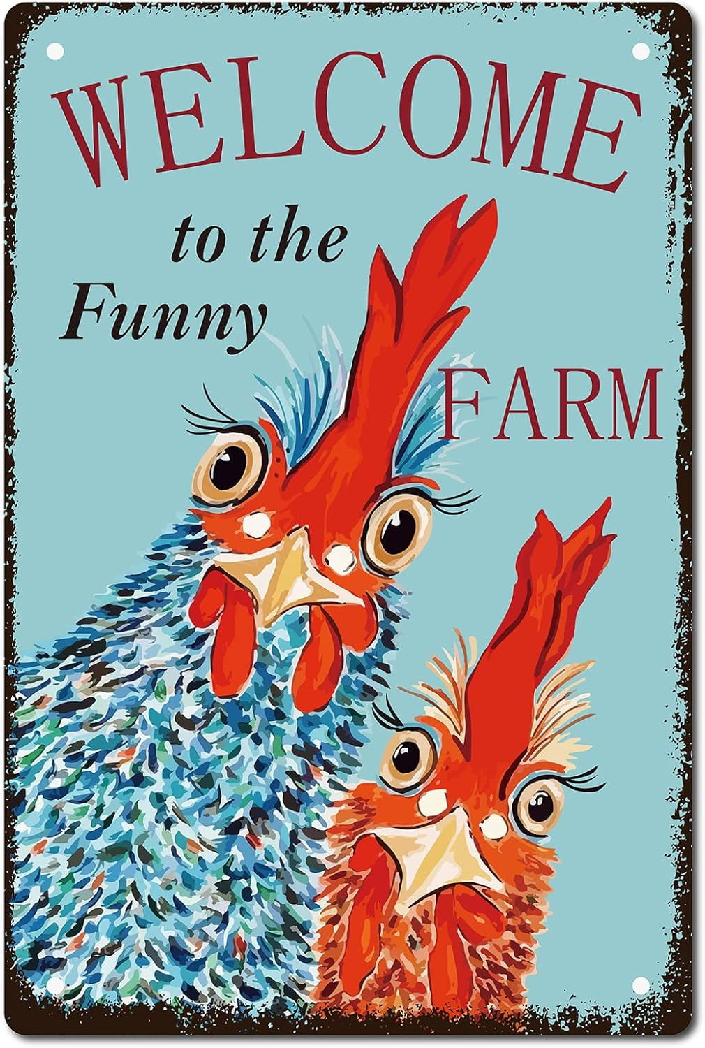 Welcome to The Funny Farm Metal Tin Sign Chicken Poster Plaques with ...