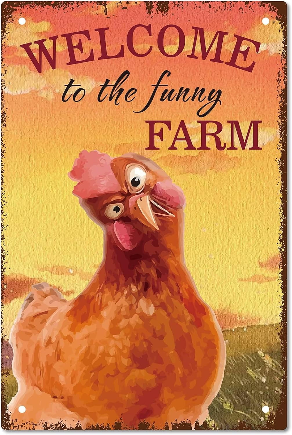 Welcome to The Funny Farm Sign Chicken Metal Tin Sign Rooster Vintage ...