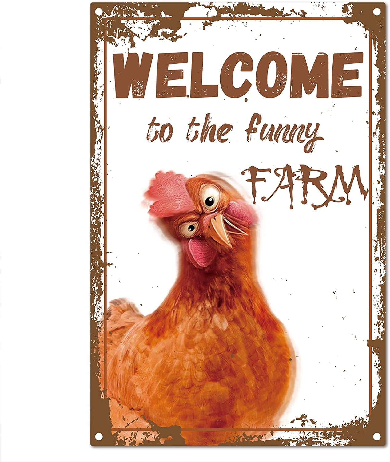 Welcome to The Funny Farm Sign Chicken Metal Tin Signs Retro Vintage ...