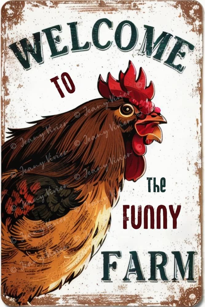 Welcome to The Funny Farm Sign, Outdoor Chicken Coop Sign Decor, Retro ...