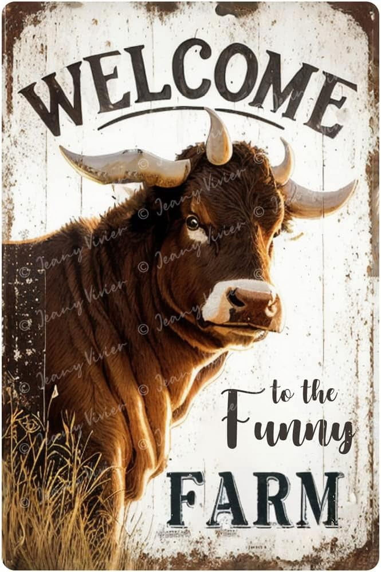 Welcome to The Funny Farm Sign, Outdoor Use, Waterproof Sign, Cow Decor ...