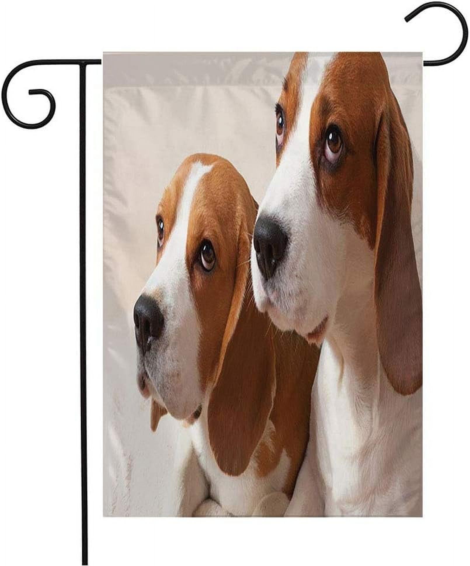 Welcome Garden Flag Animal Two Beagle Foxy Yellow Tricolor Sleep Black ...