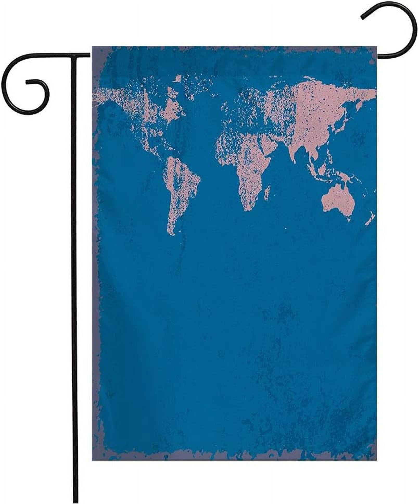 Welcome Garden Flag Atlas World Globe Map South Asia History Retro ...