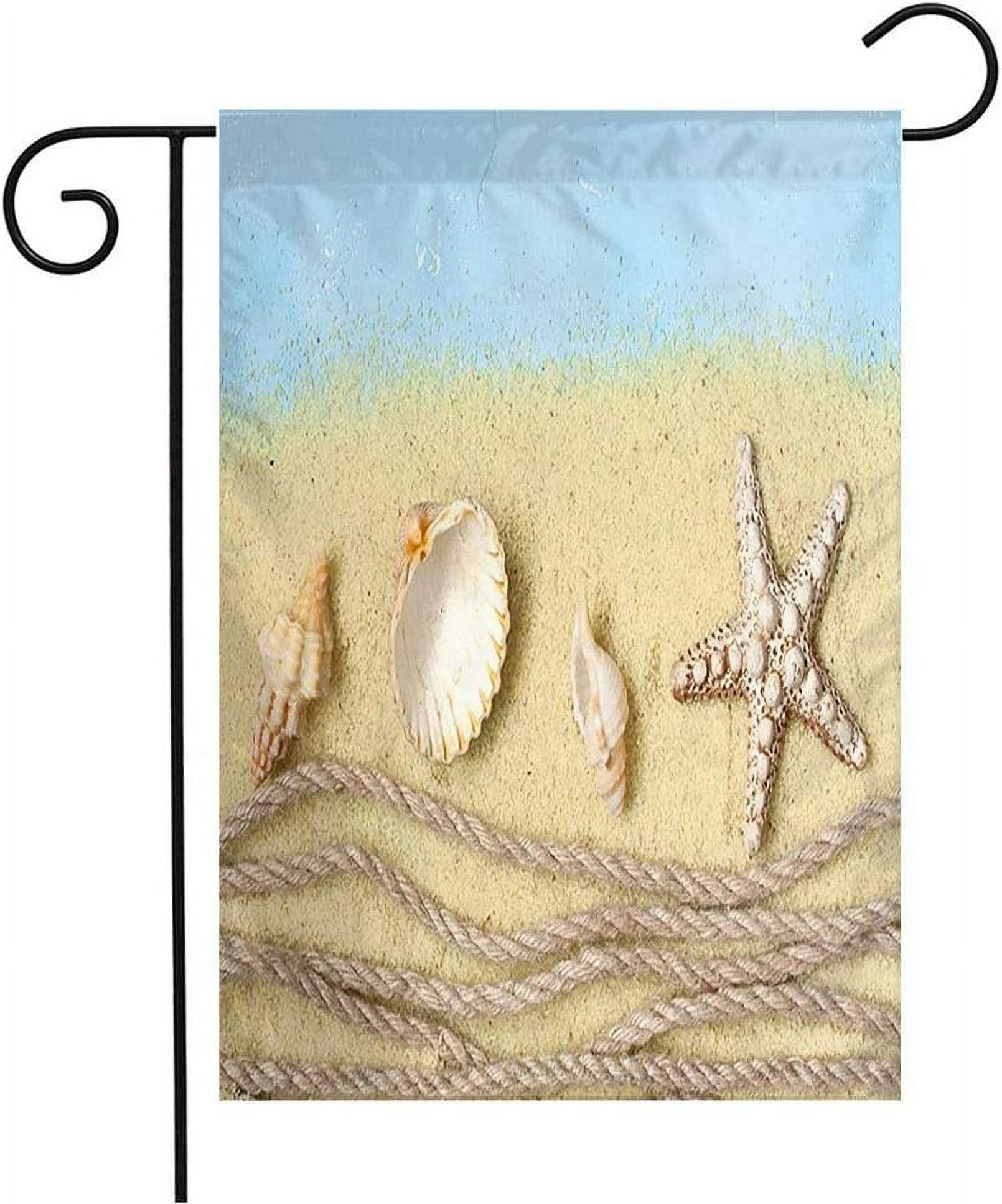 Welcome Garden Flag Beach Nautical Vacation Different Shells Seashells ...