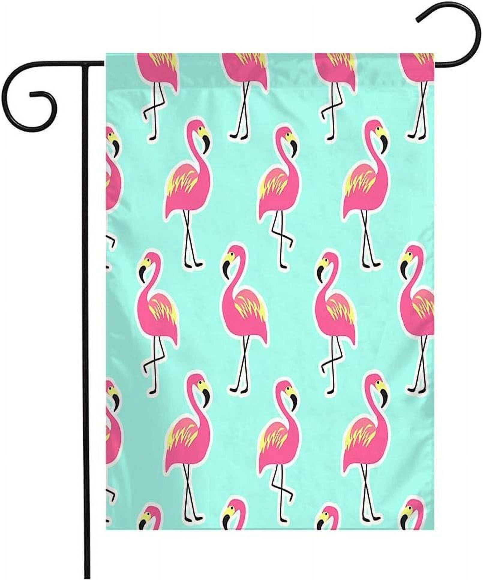 Welcome Garden Flag Beautiful Pattern Pink Flamingo Trendy Elegant On ...