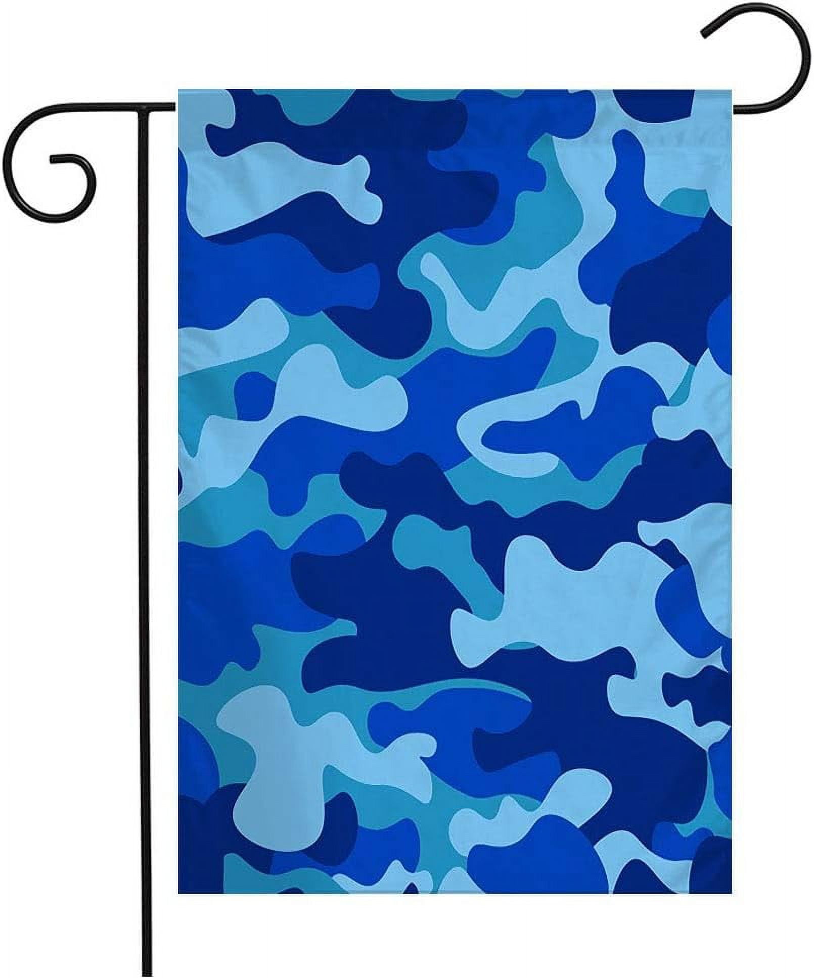Welcome Garden Flag Blue Abstract Camouflage Leaf Pattern Colorful Tan ...