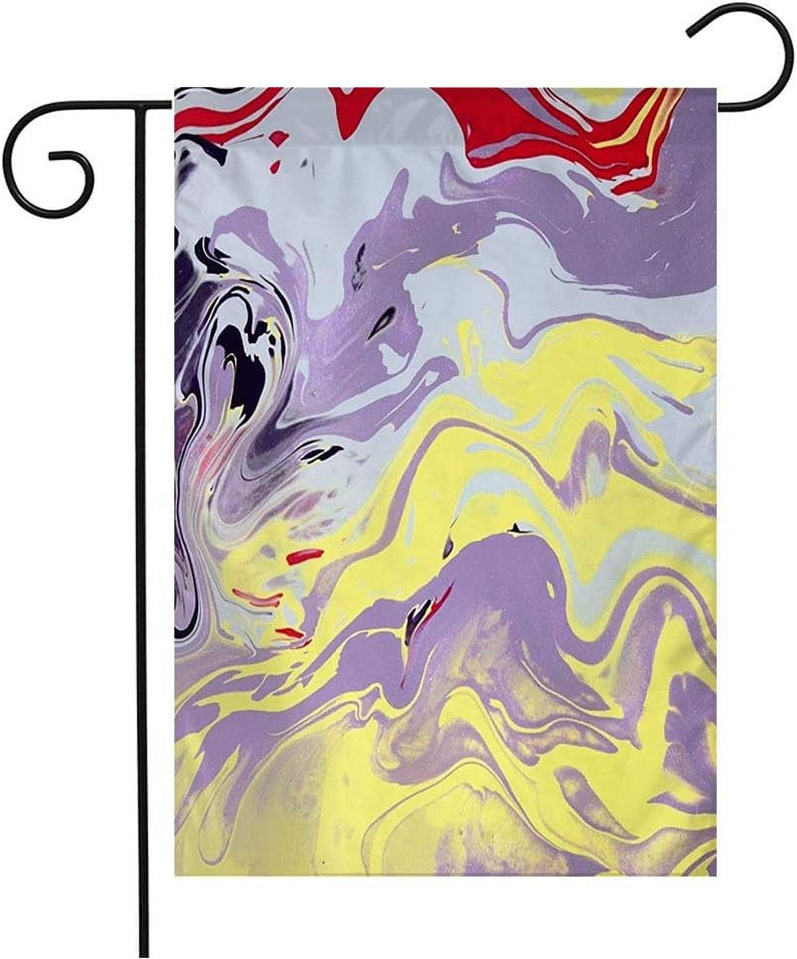 Welcome Garden Flag Blue Blur Pink Purple Yellow Color Mix Marble ...