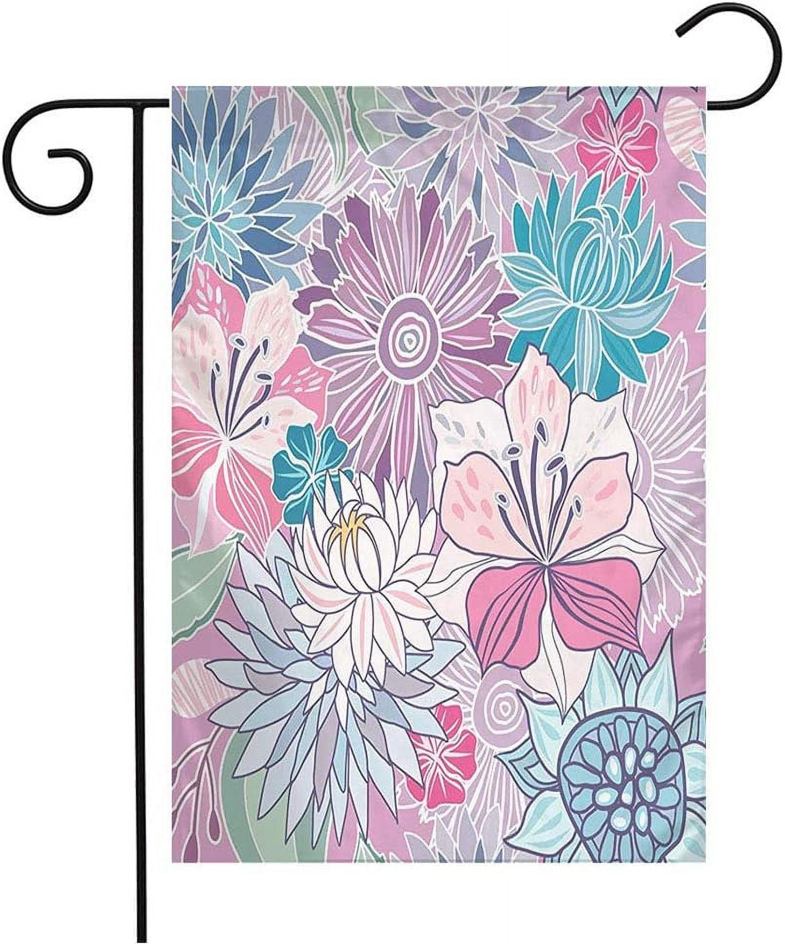 Welcome Garden Flag Camomile Accent Bouquet Artwork Blue Leaf Single ...