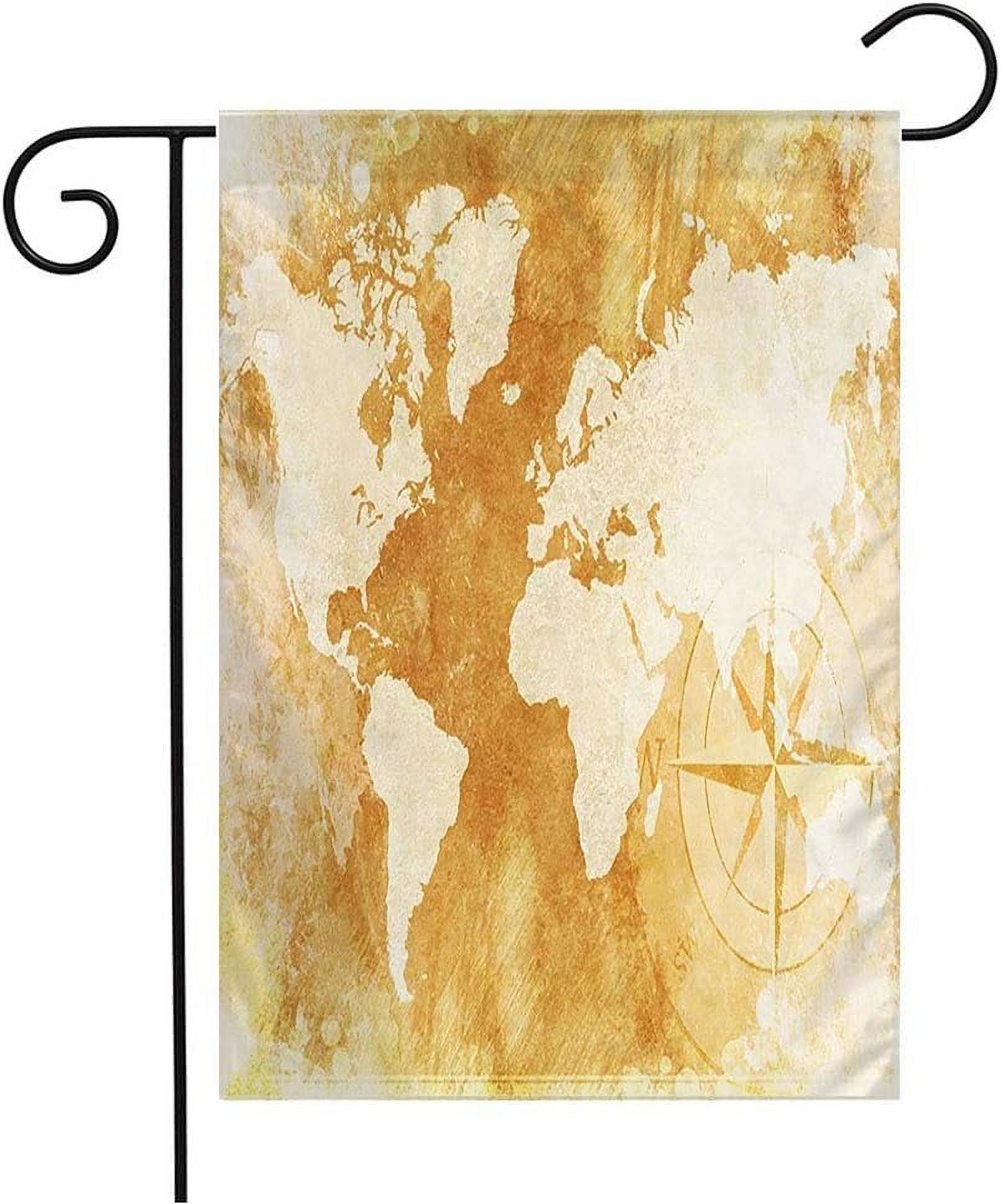 Welcome Garden Flag Continents Antique Oldfashioned Compass World ...