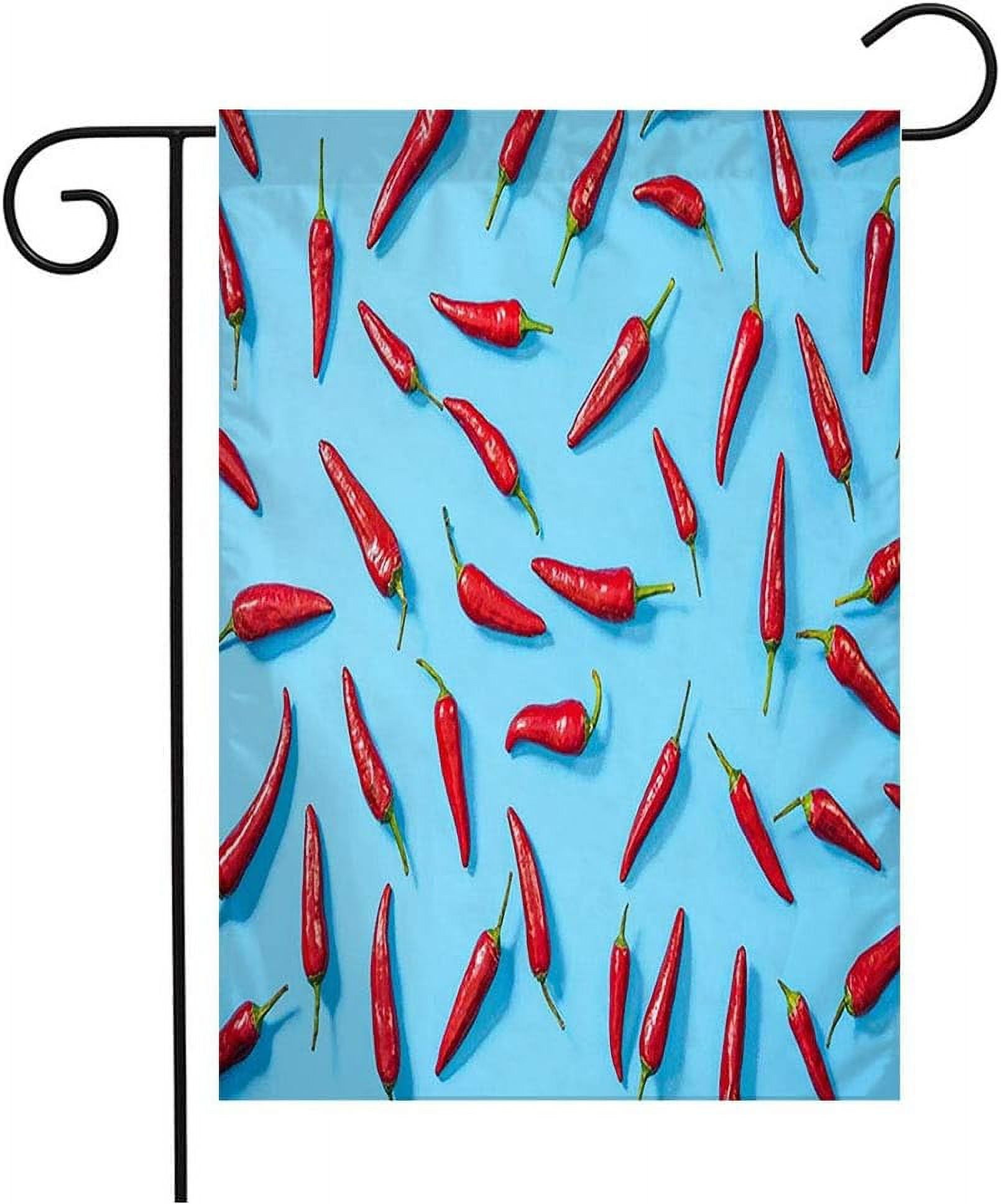 Welcome Garden Flag Cooking Colorful Color Hot Red Peppers Randomly On ...