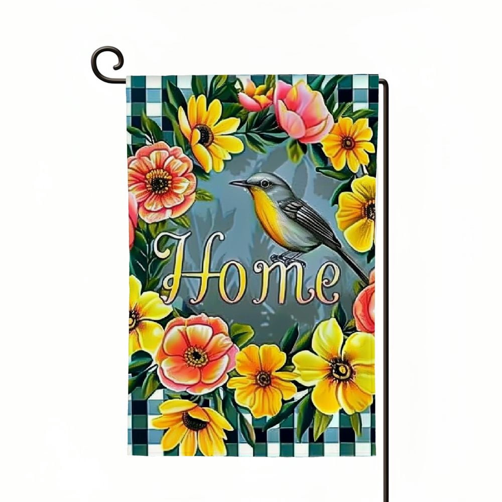Welcome Garden Flag Double-Sided Spring Garden Flag - Printed in Plaid ...