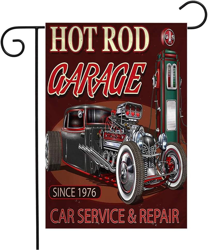 Welcome Garden Flag Emblem Classic Vintage Hot Rod Shop Model Elements ...