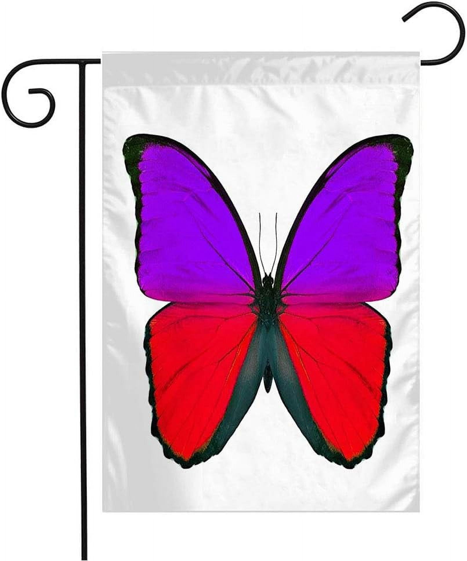 Welcome Garden Flag Exotic Creature Purple Fancy Red Butterfly Isolated ...