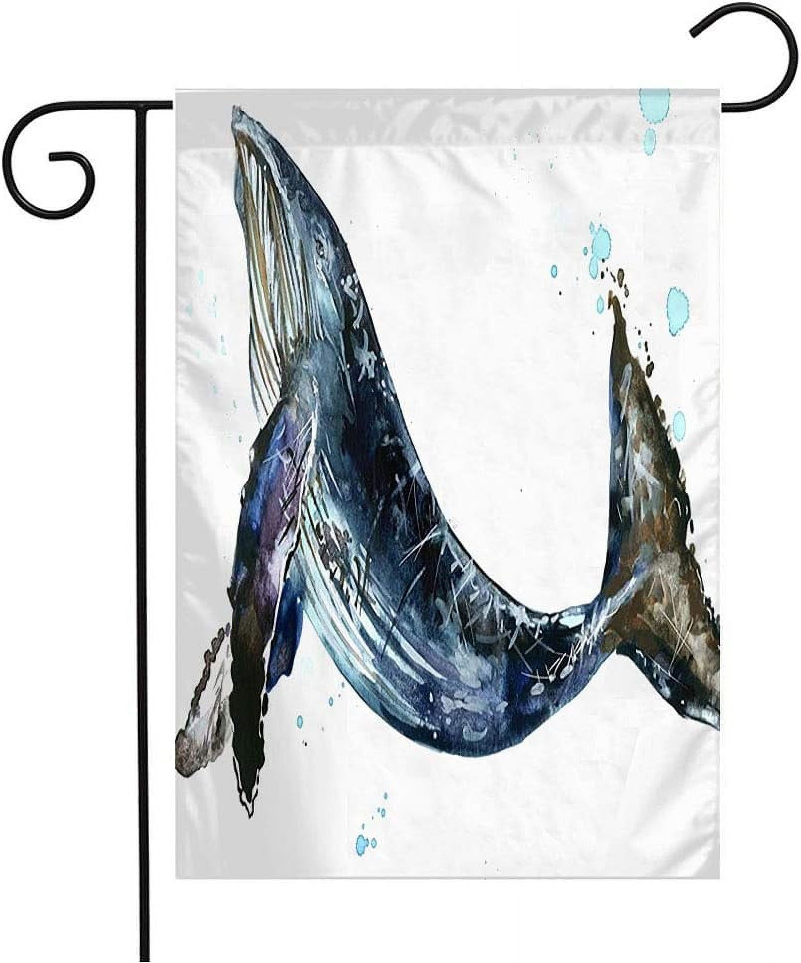 Welcome Garden Flag Fish Reservation Humpback Deep Whale Watercolor ...