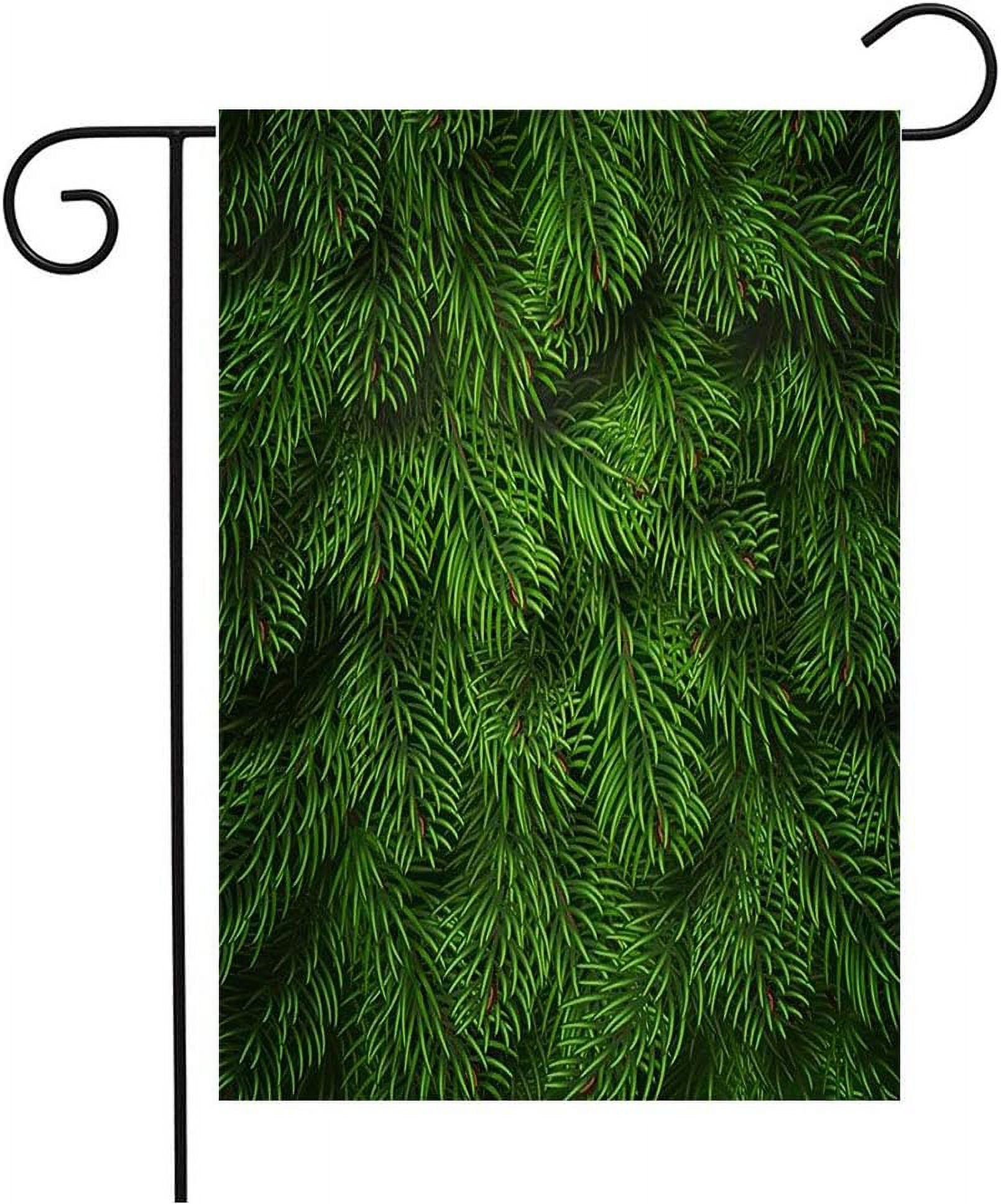 Welcome Garden Flag Flora Blank Realistic Christmas Holiday Fir Conifer ...