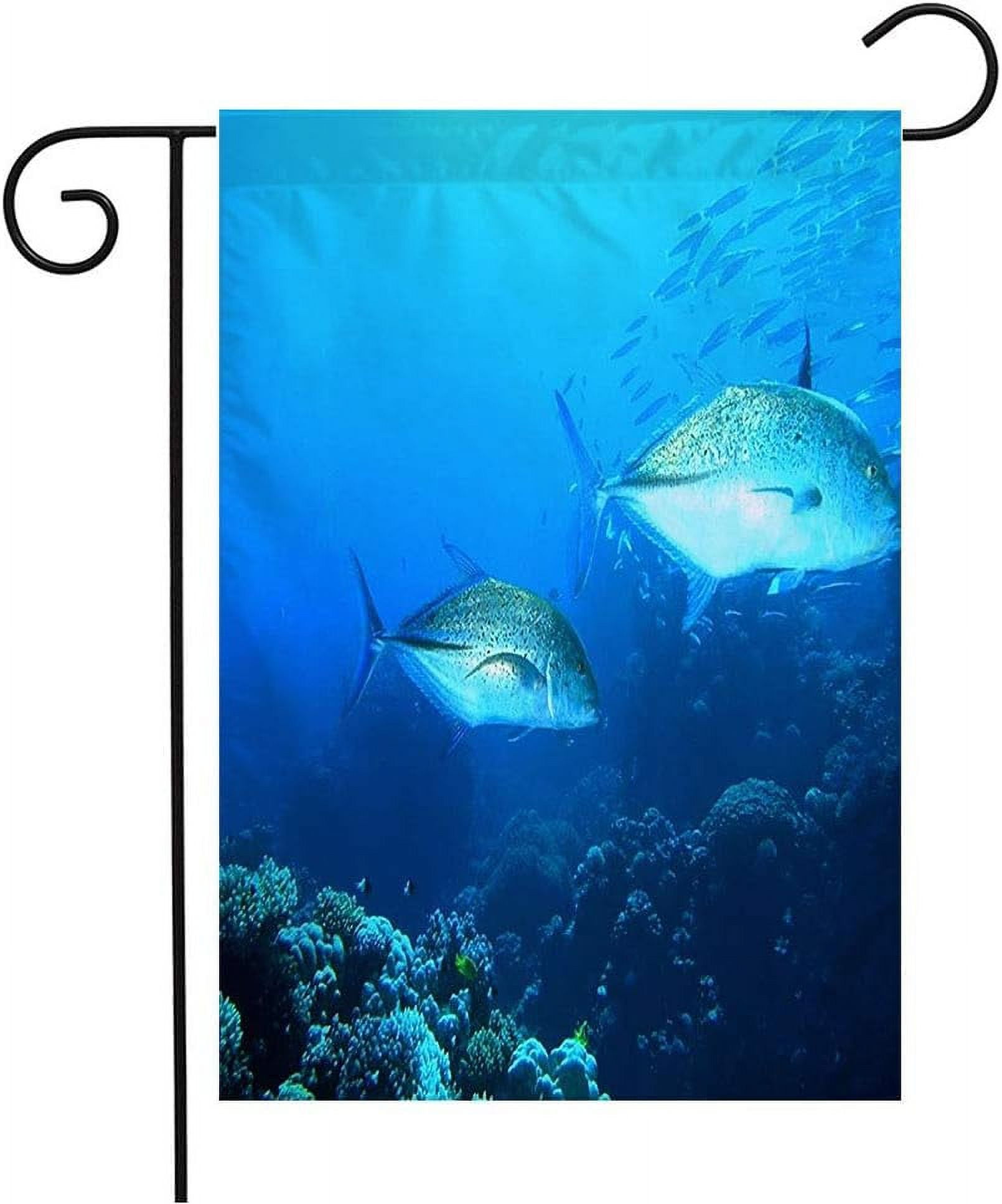 Welcome Garden Flag Flora Giant Trevally Fish Water Animals Underwater ...