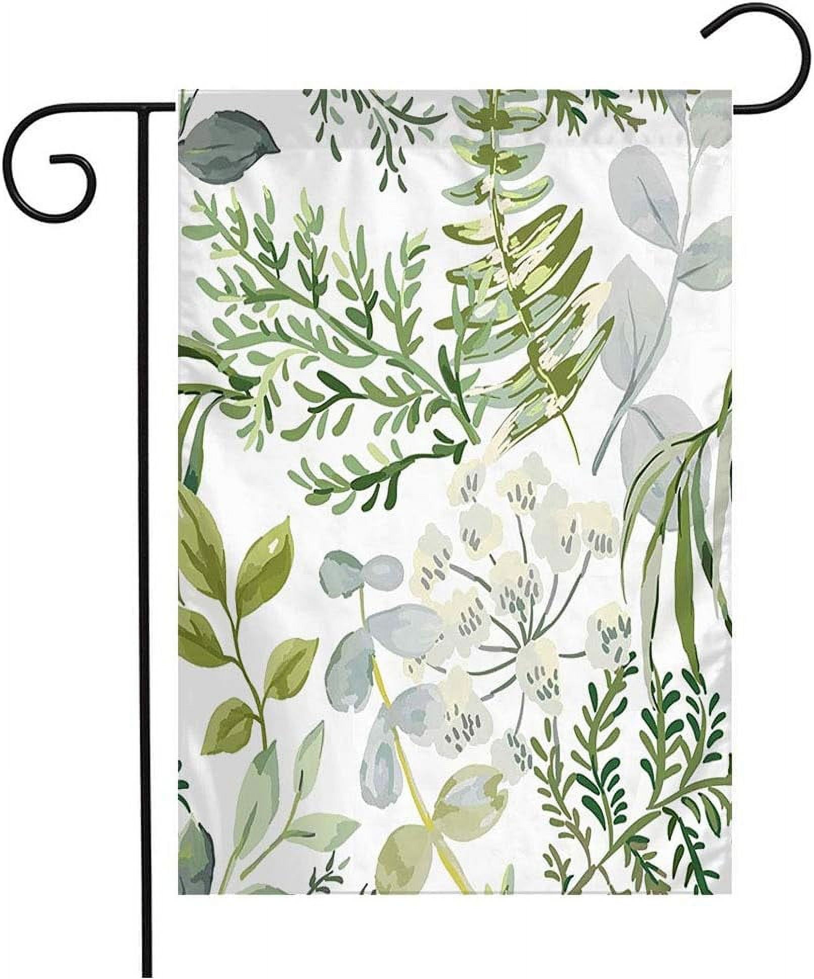 Welcome Garden Flag Forest White Cottage Wrapping Greenery Pattern ...
