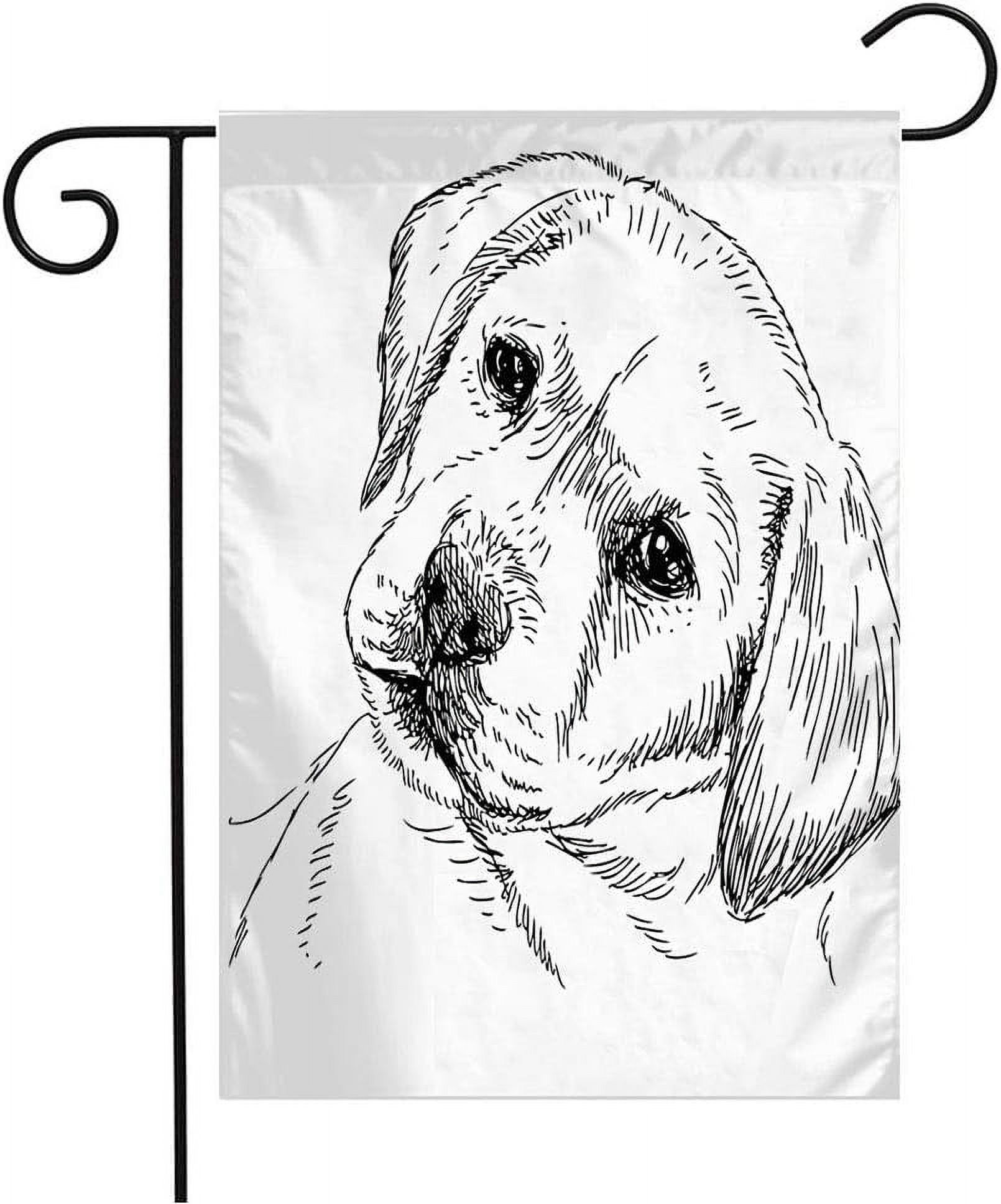 Welcome Garden Flag Labrador Vintage Friendship Retriever Puppy Drawing ...