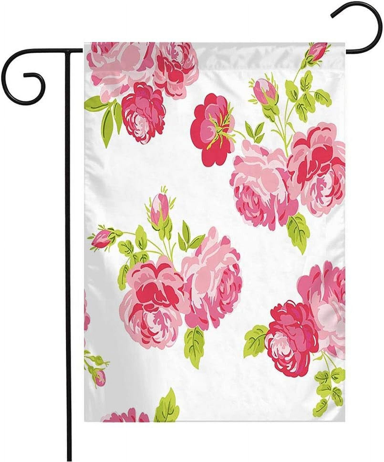 Welcome Garden Flag Lace Floral Scrap Shabby Chic Greeting Abstract ...