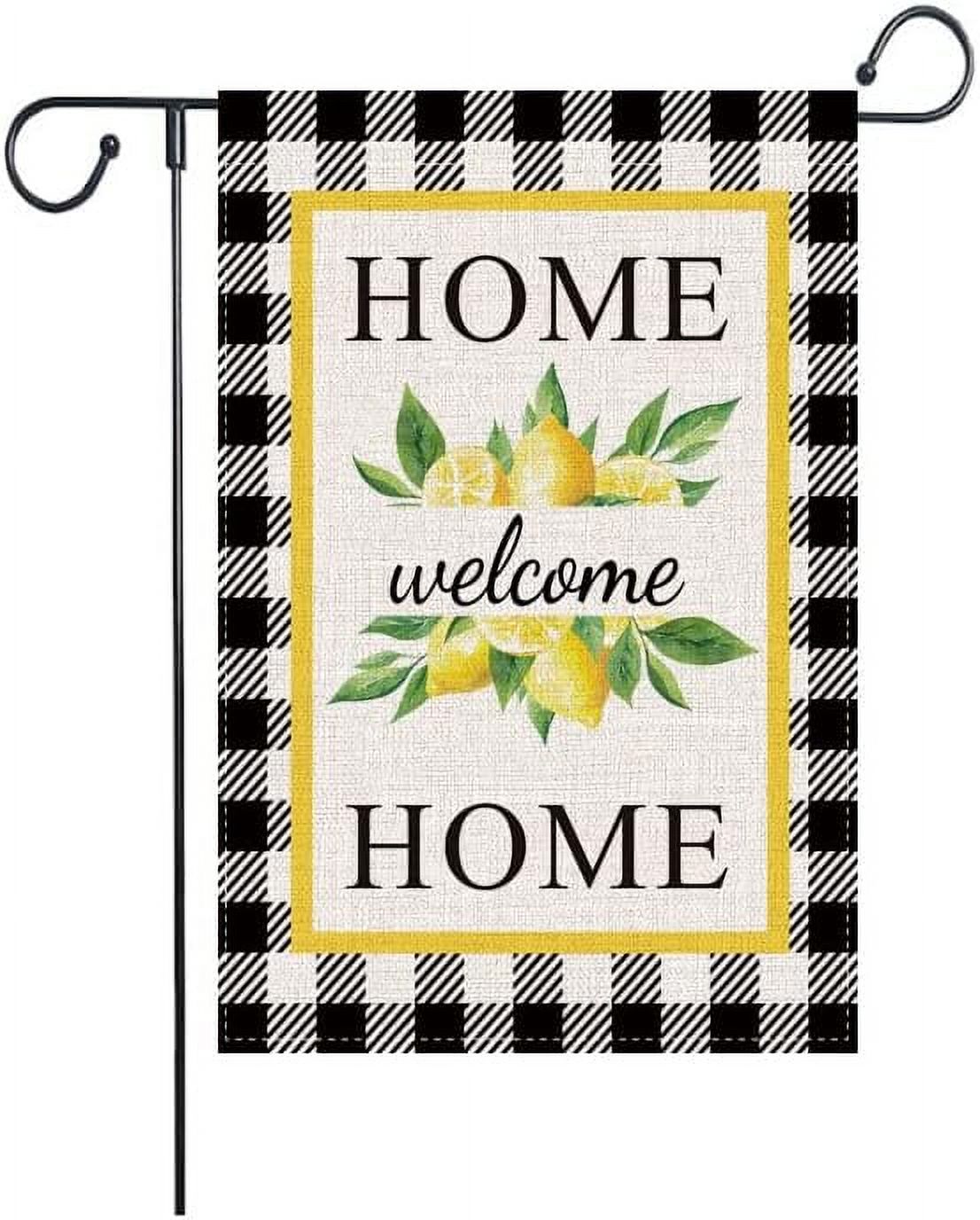 Welcome Garden Flag Lemon Check Plaid Yard Flags for Outdoor Farmhouse ...