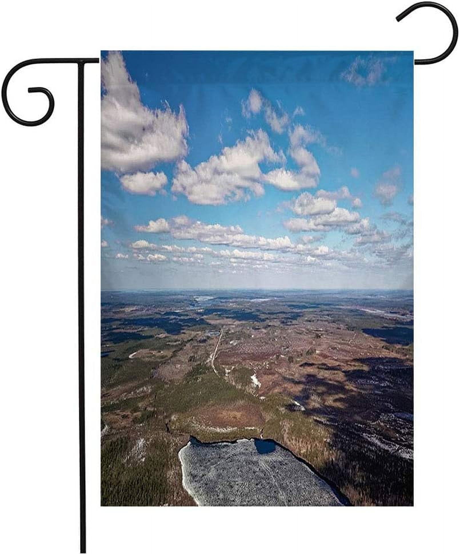 Welcome Garden Flag Melting Sky Europe from Ice Shadows Snow On Forest ...