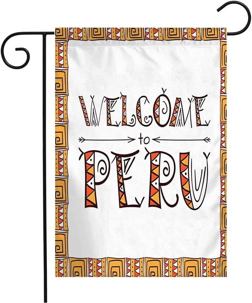 Welcome Garden Flag Ornament Or Peru Lettering Banner Tribal Design ...