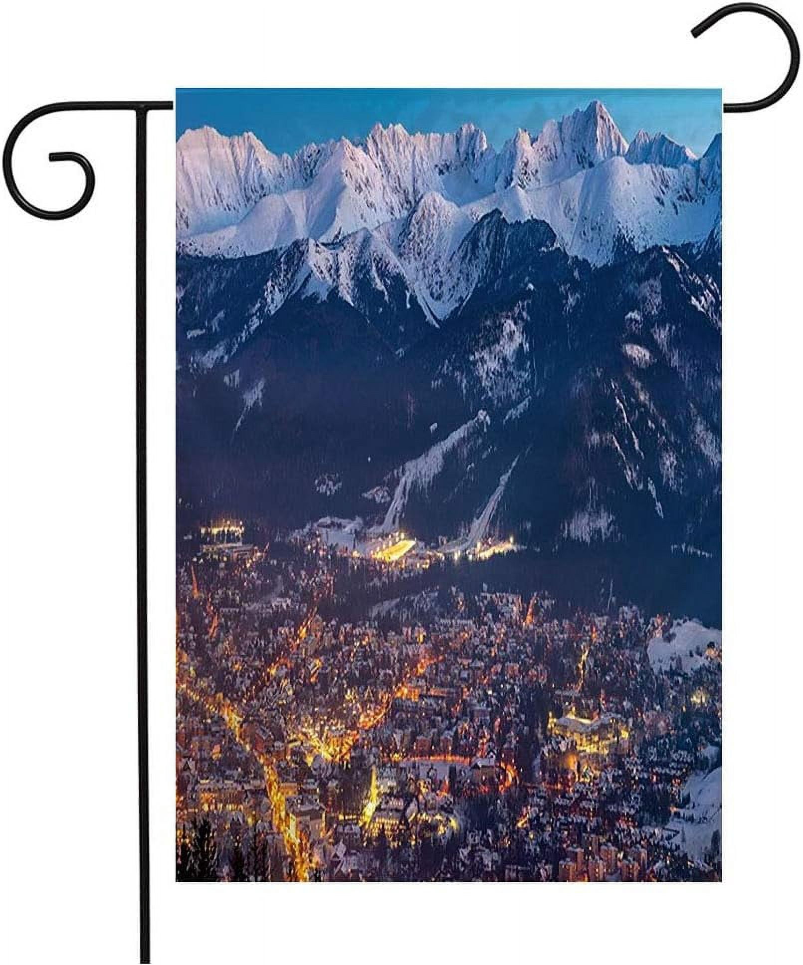 Welcome Garden Flag Panorama Beauty View Zakopane by Blue Winter Night ...