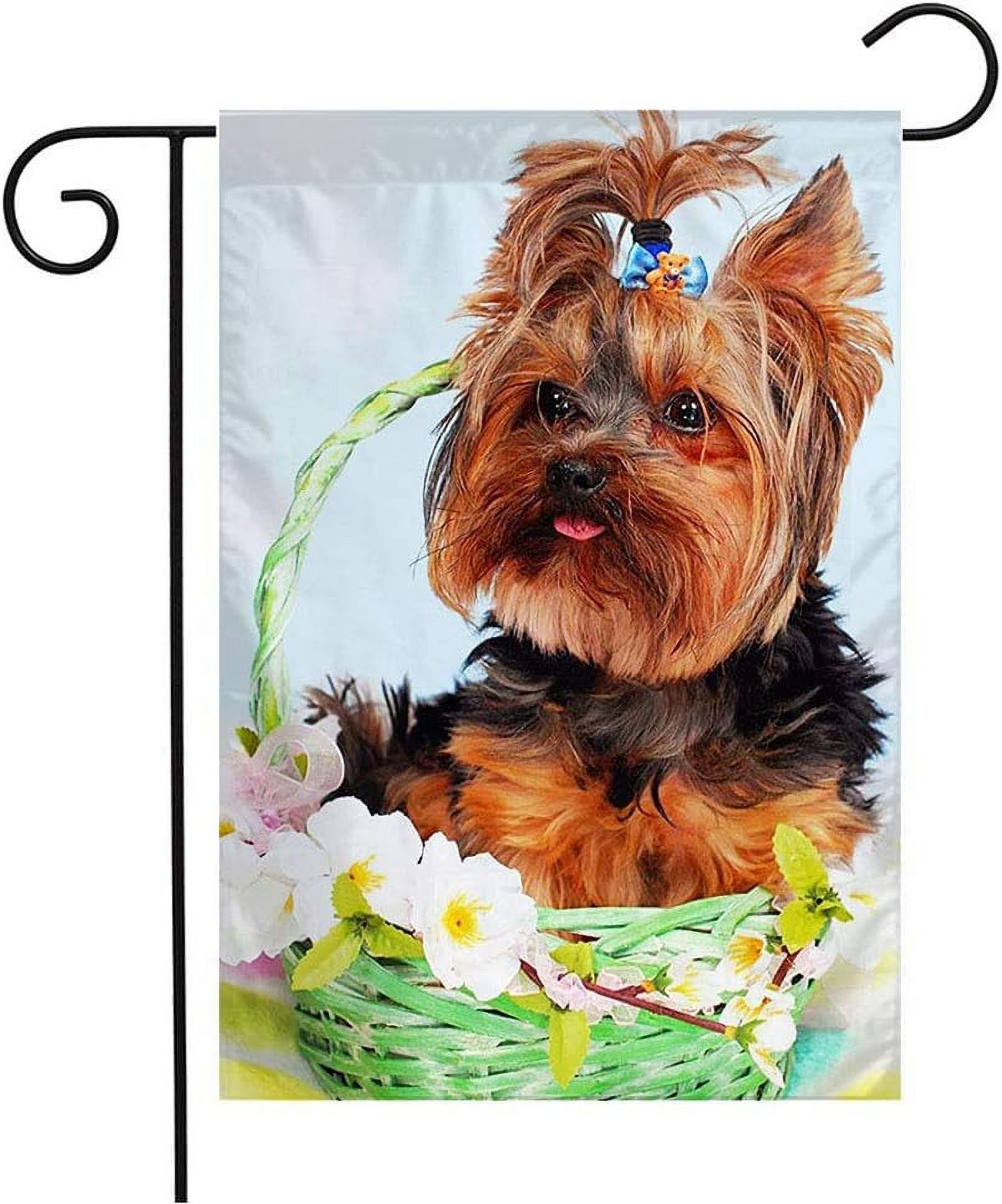 Welcome Garden Flag Pet Flower Lovely Yorkshire Black Funny Canine ...
