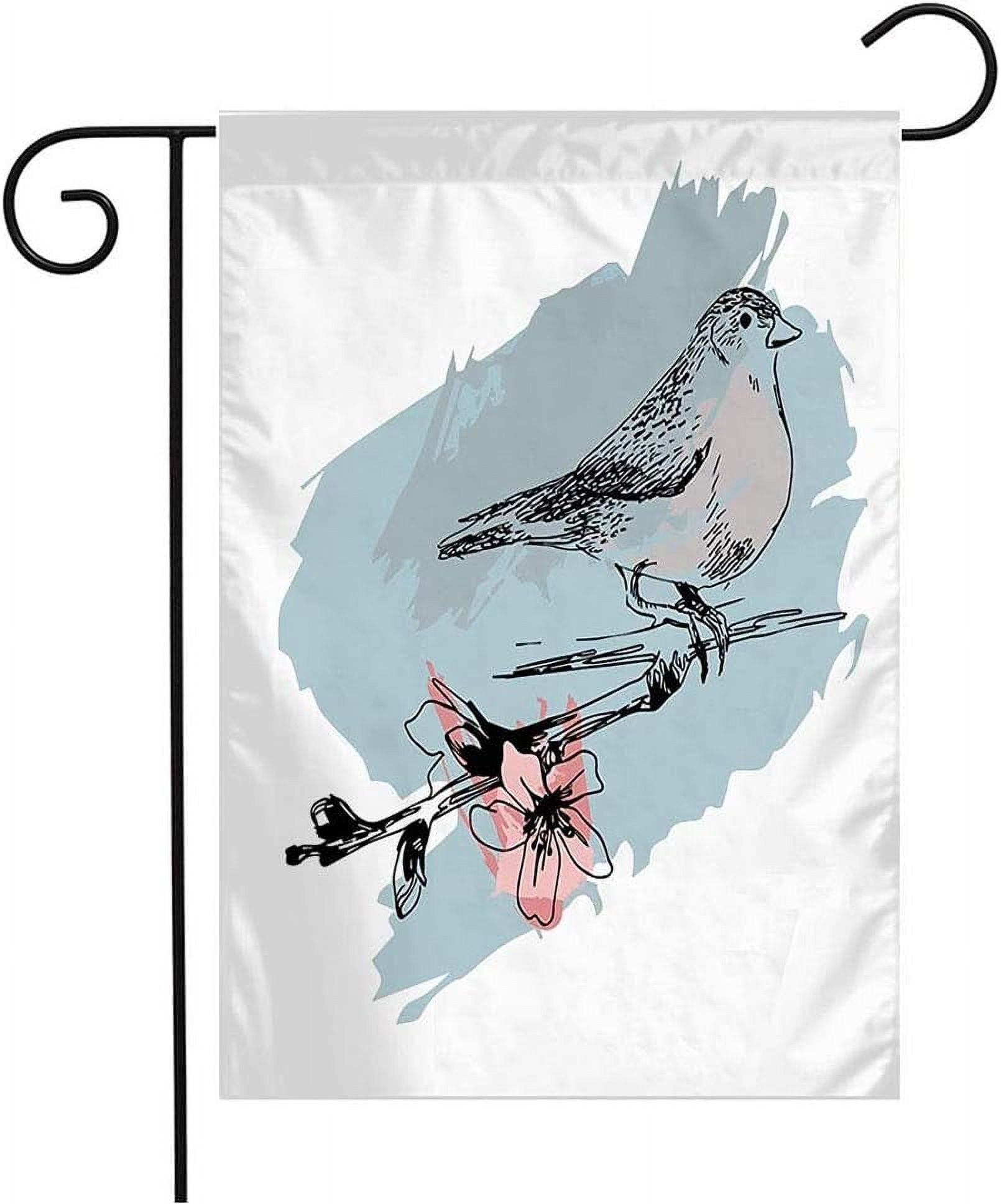 Welcome Garden Flag Plant Hand Winter Drown Branch Bird Graphic Sitting ...