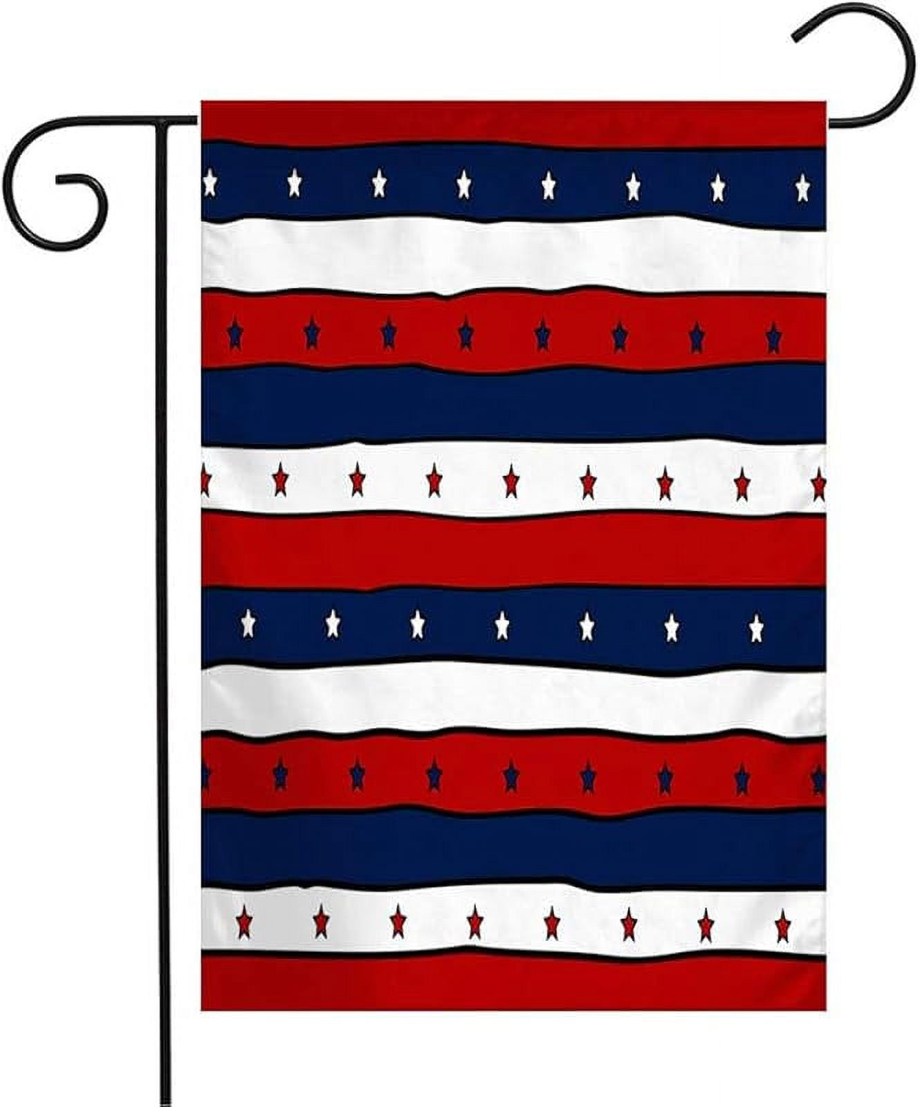 Welcome Garden Flag Red Holiday White Blue July Day Striped United ...