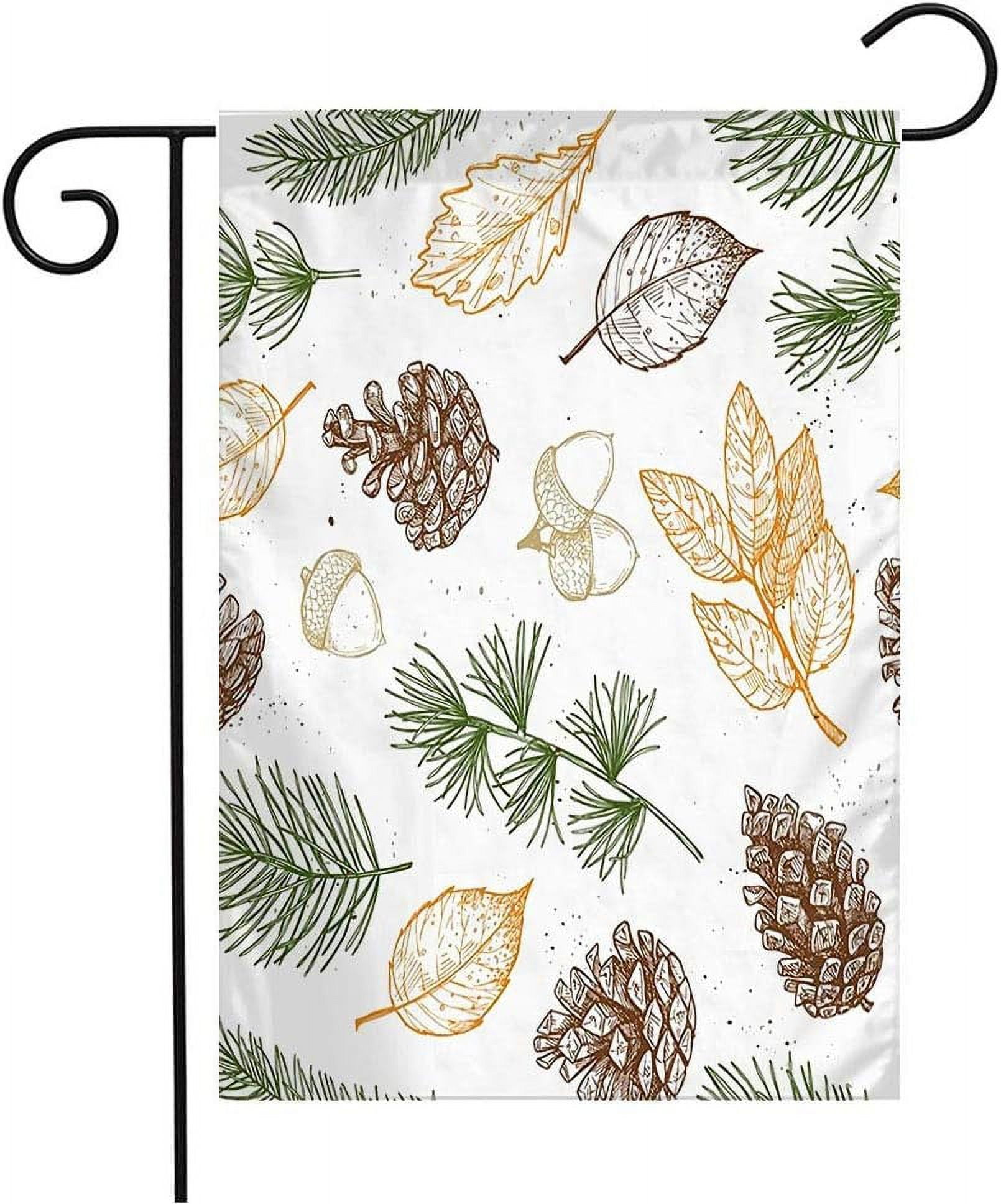 Welcome Garden Flag Sketch Greeting November Design Evergreen Pattern ...