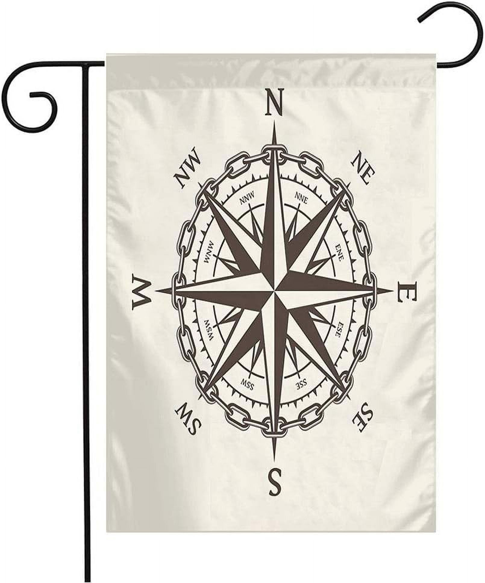 Welcome Garden Flag South World Instrument Wind Rose Old Nautical Shape ...