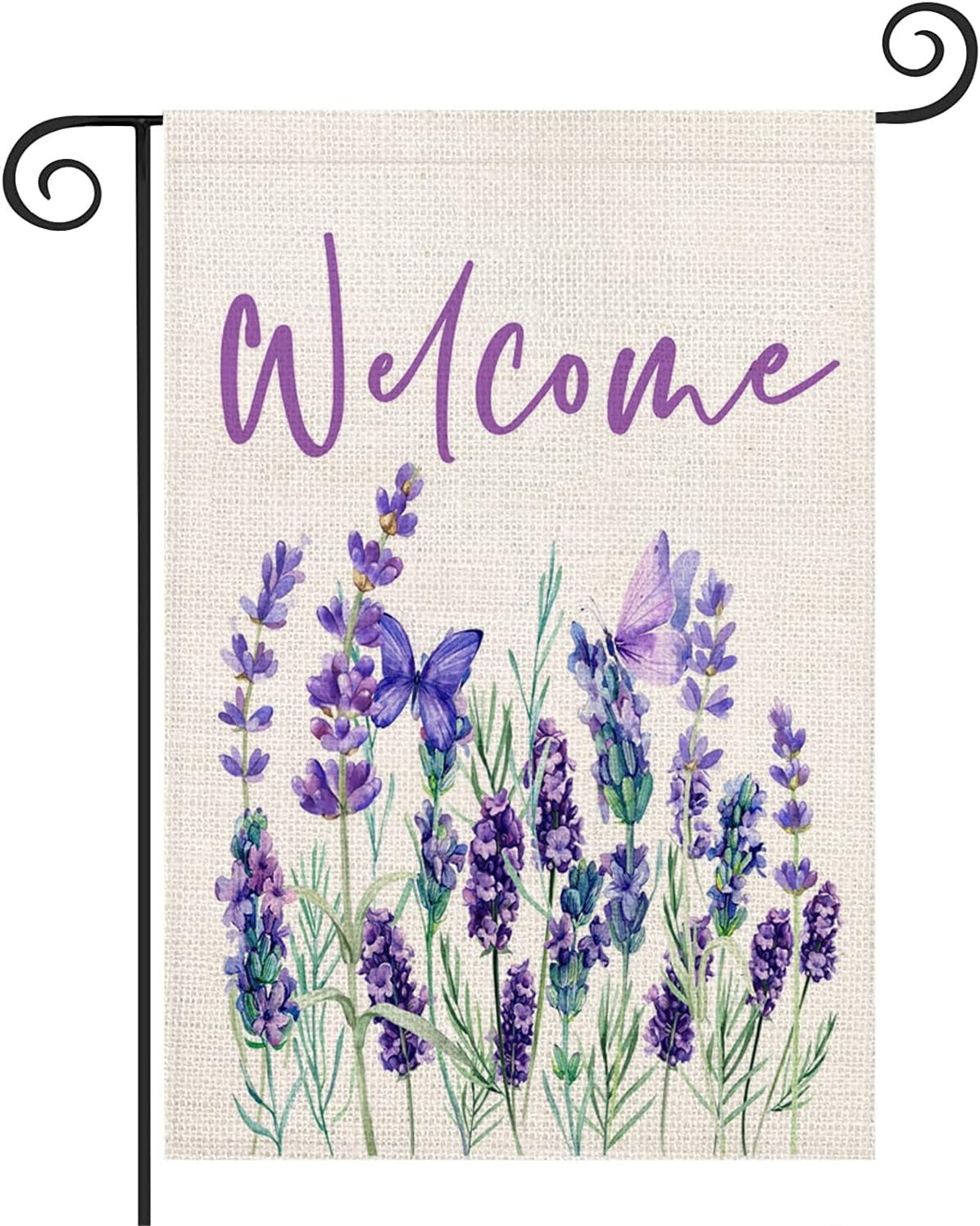 Welcome Garden Flag Spring Flags Double Sided for Outside Lavender Yard ...