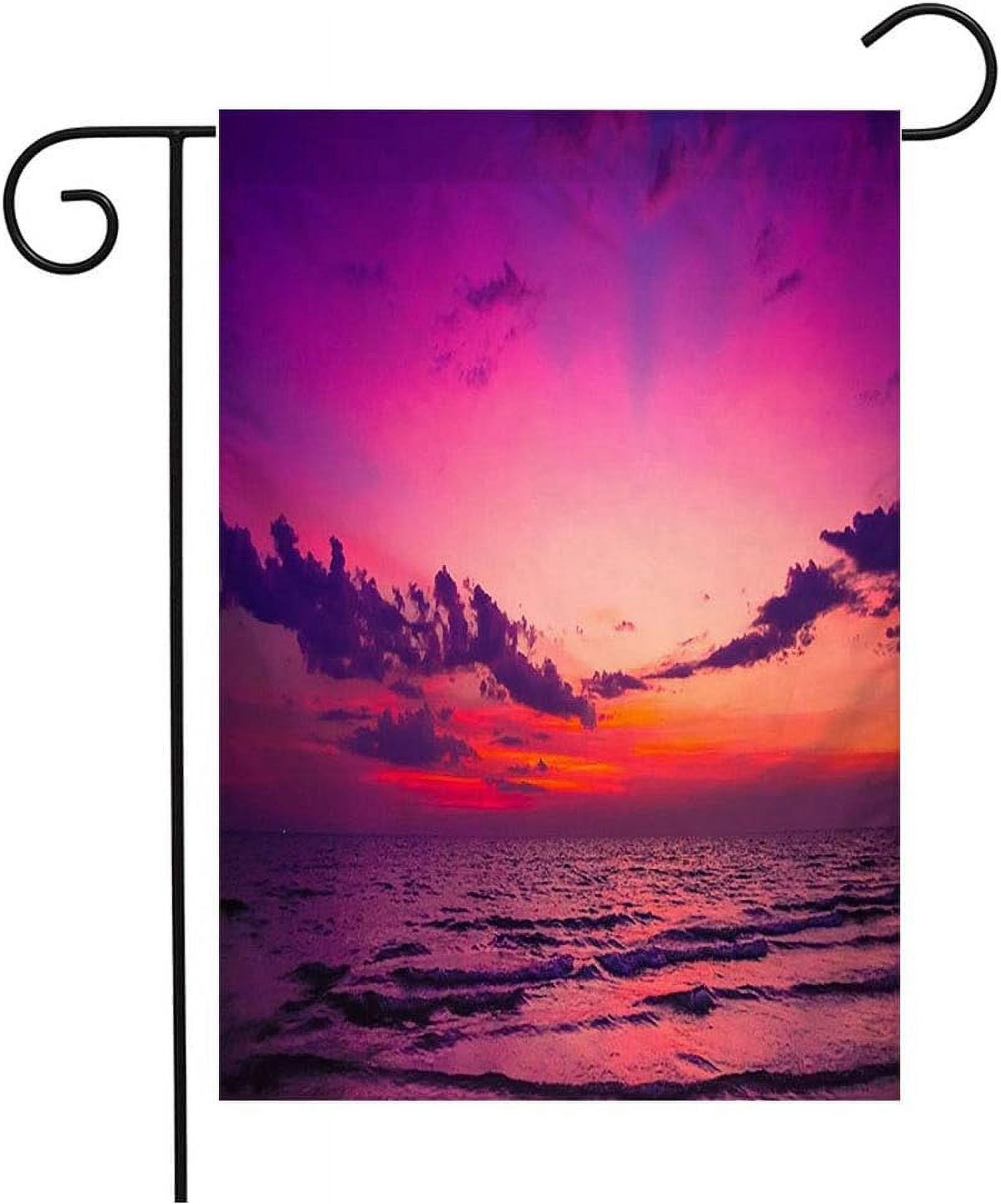 Welcome Garden Flag Sunshine Nature Twilight Period Which Evening ...