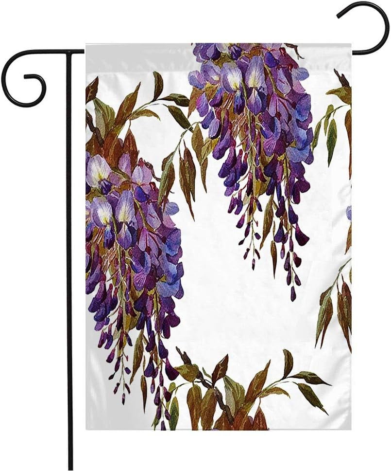 Welcome Garden Flag Tropical Floral Botanical Pattern Paper Wisteria ...