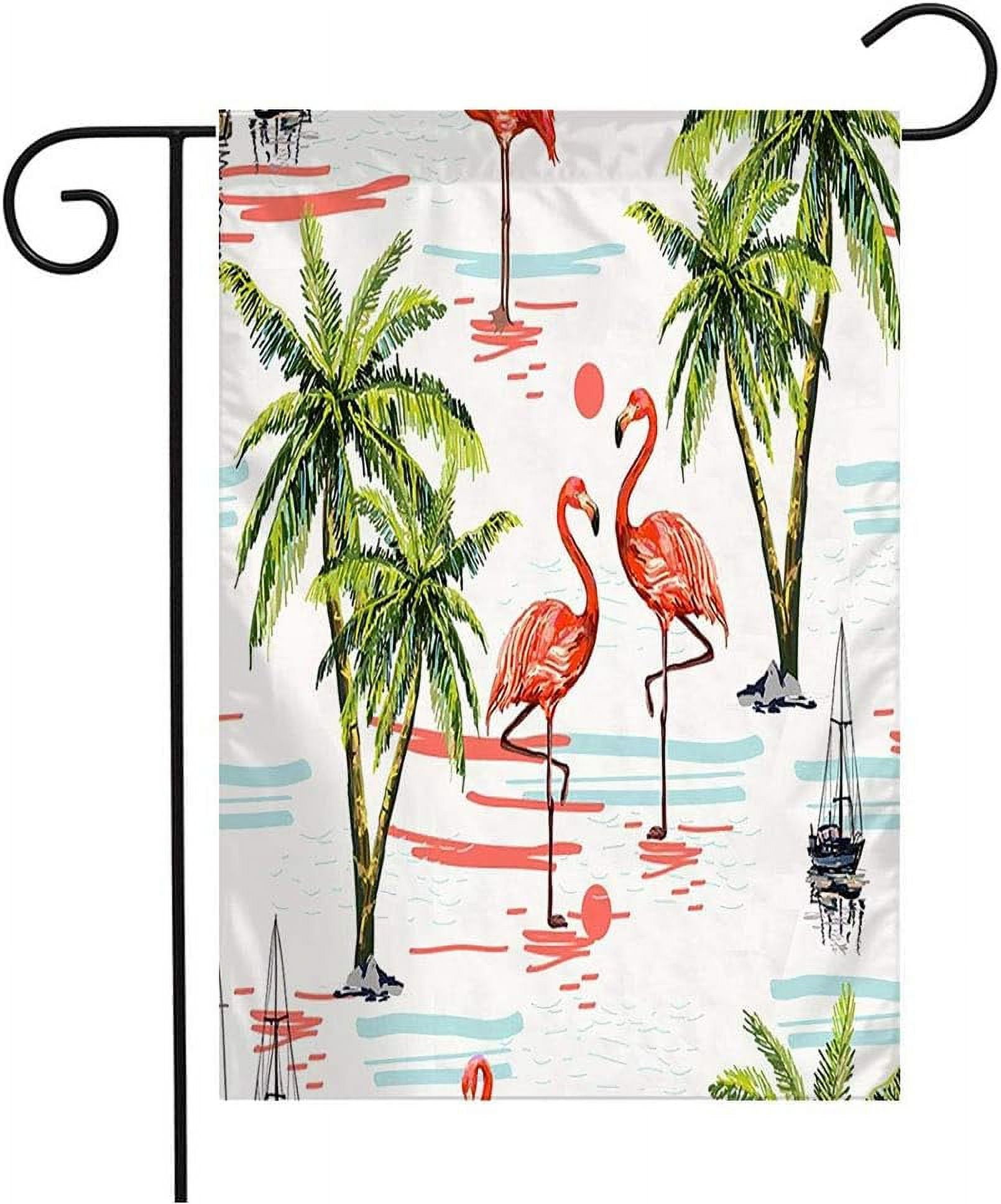 Welcome Garden Flag Tropical Sail Bird Palm Hand Beach Nature Botanical ...
