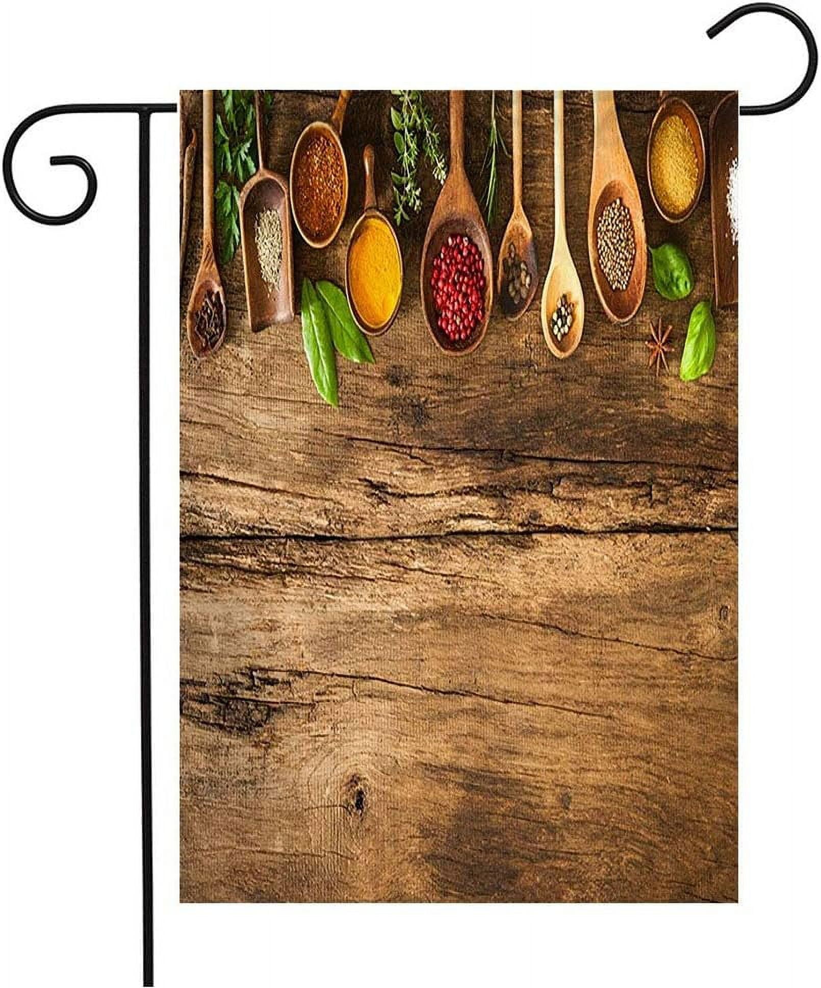 Welcome Garden Flag Various Colorful Herbs Spices On Spoon Wooden Copy ...
